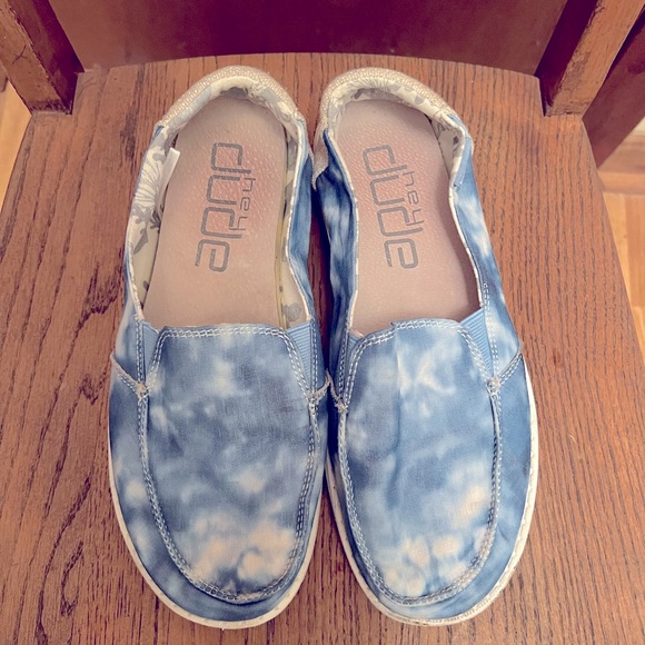 Hey Dude | Shoes | Womens Hey Dude Boho Blue And White Tie Dyed Shoes ...